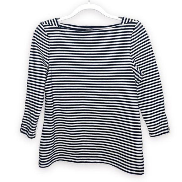 Talbots | Tops | Talbots Size Sp Nautical Blue White Stripe Boat Neck ...